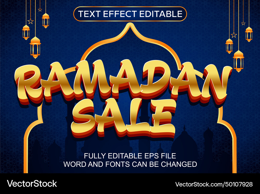 3d text effect ramadan sale editable Royalty Free Vector