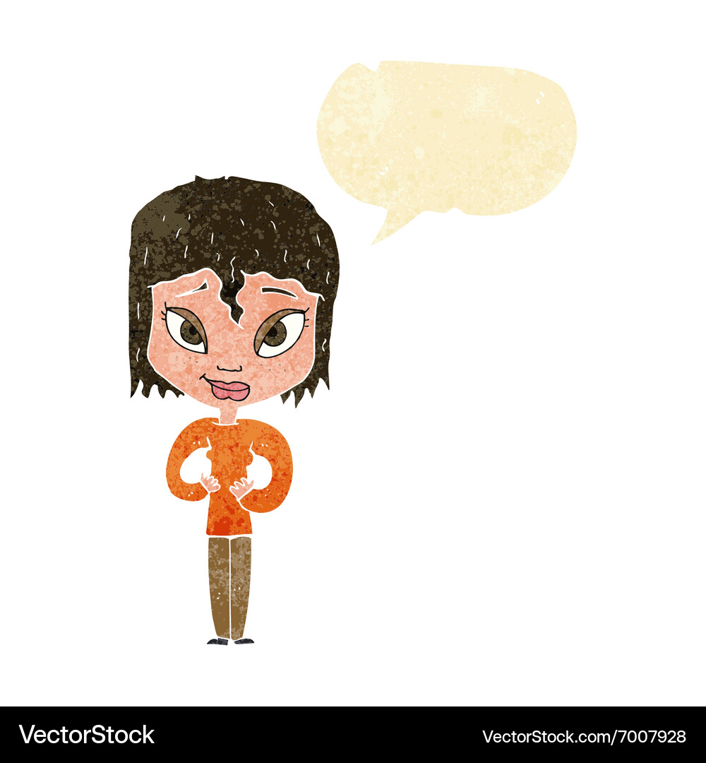 Cartoon satisfied woman with speech bubble Vector Image