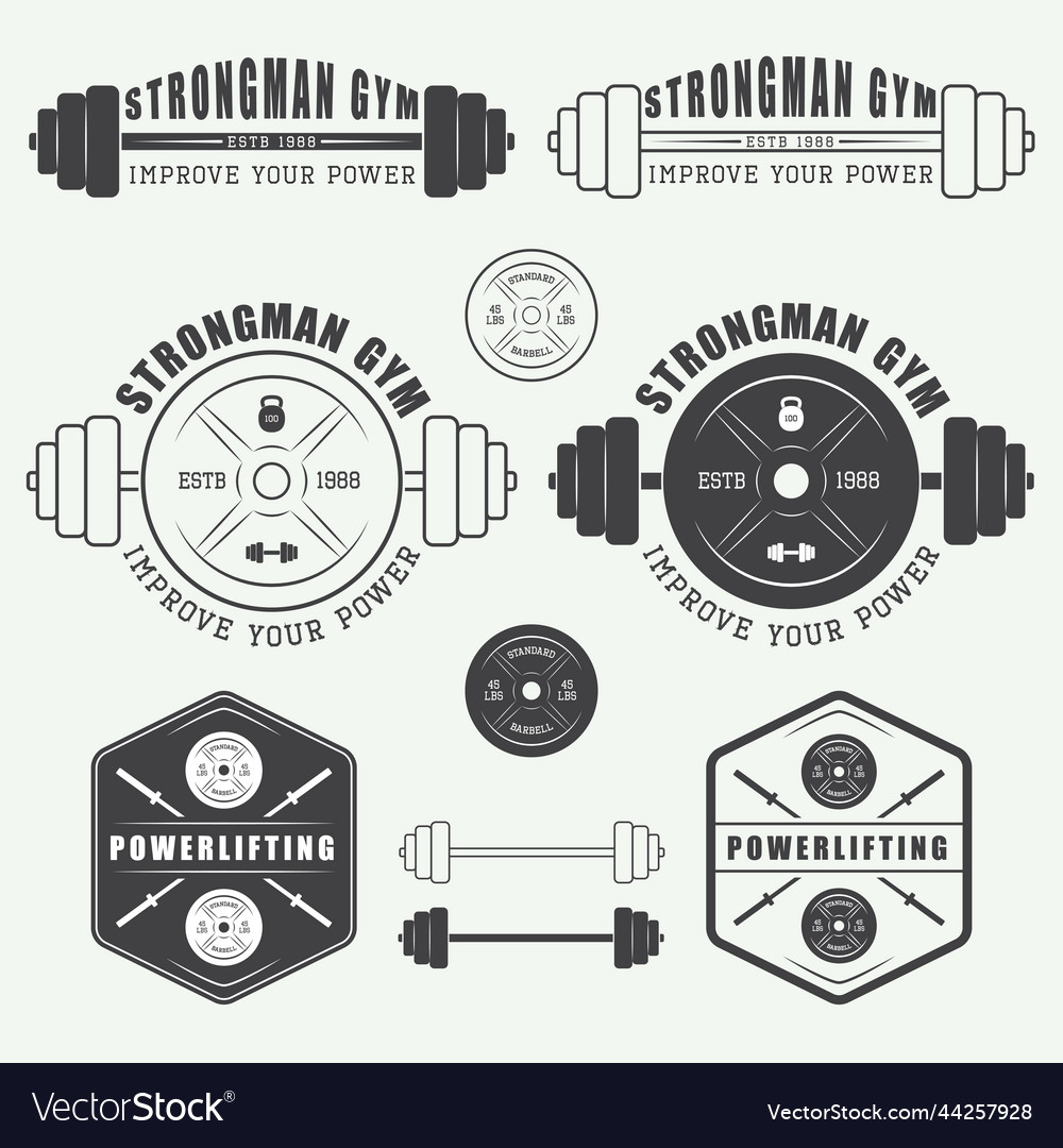 Gym Elements & Labels Set Royalty Free Vector Image