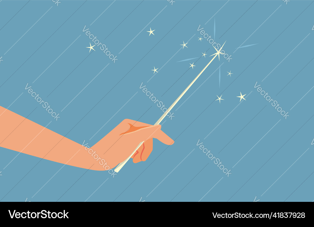 Hand holding a magic wand cartoon Royalty Free Vector Image