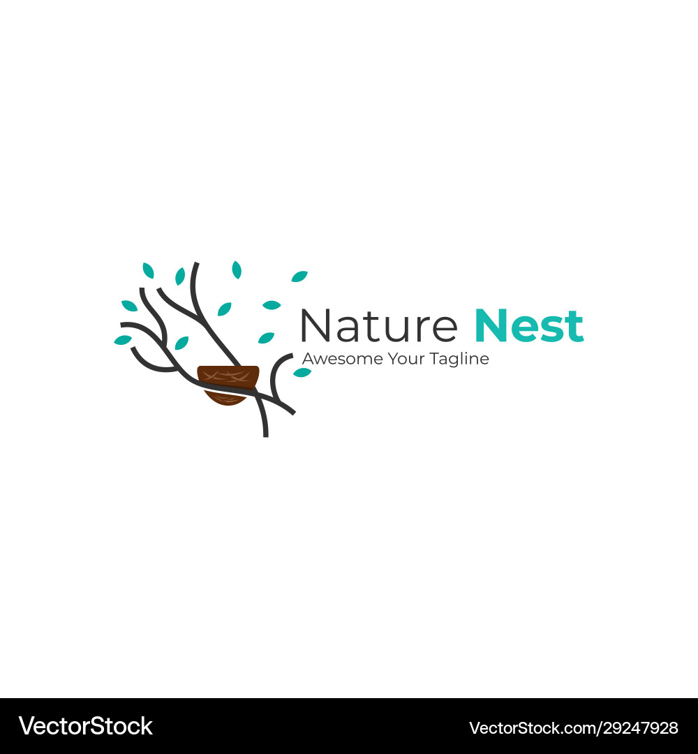 Logo nature nest line art style Royalty Free Vector Image