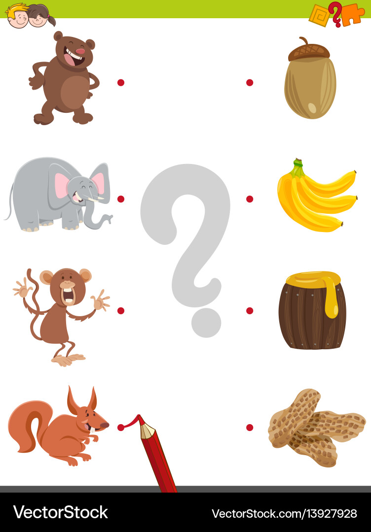 Match pictures educational activity Royalty Free Vector