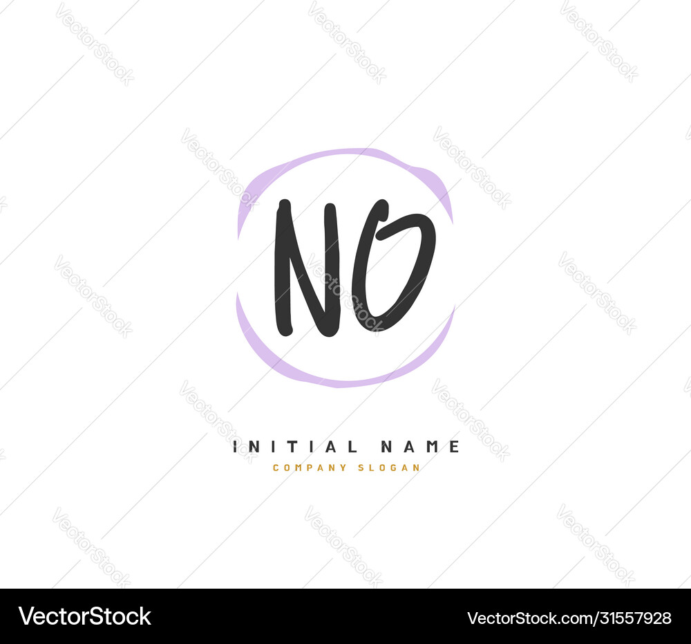 N o no beauty initial logo handwriting logo Vector Image