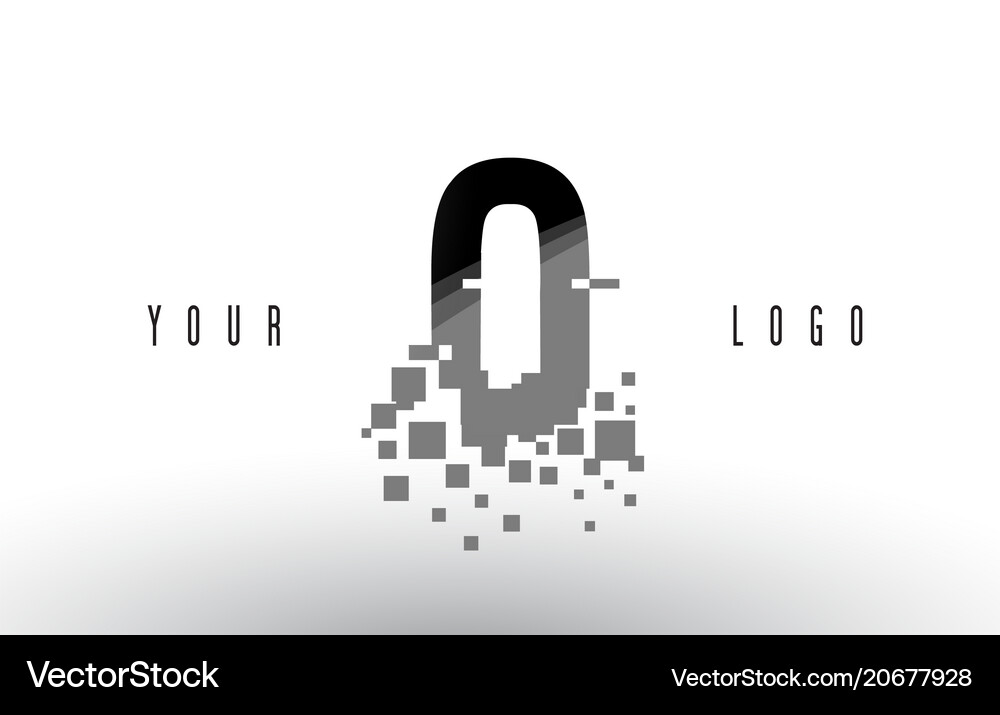 O pixel letter logo with digital shattered black Vector Image