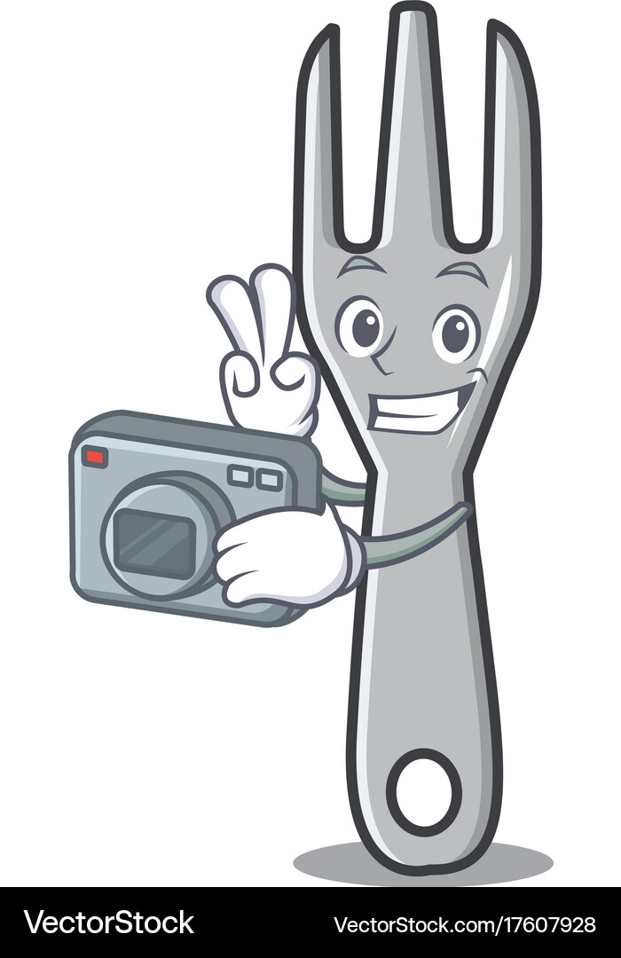 Photography fork character cartoon style Vector Image
