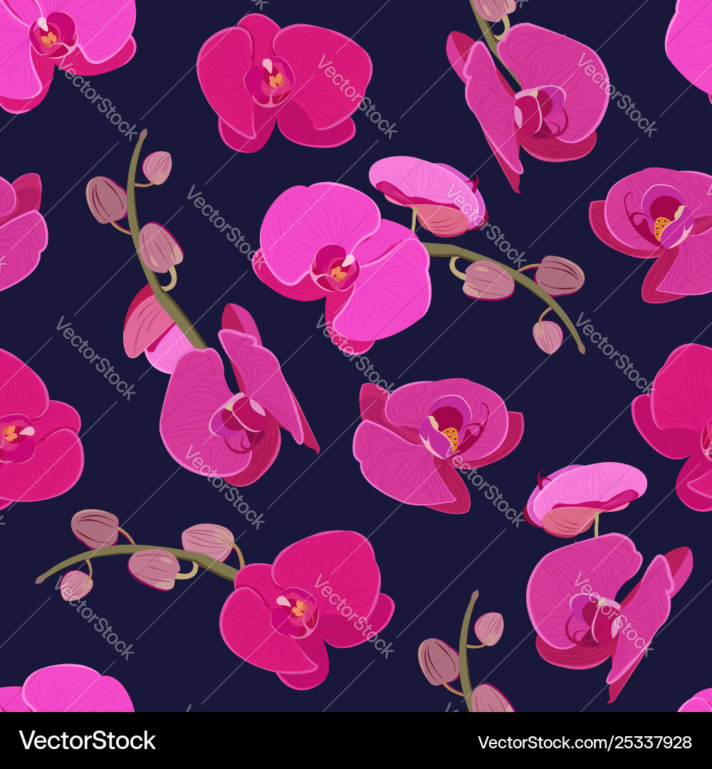 Pink purple orchid floral seamless pattern Vector Image