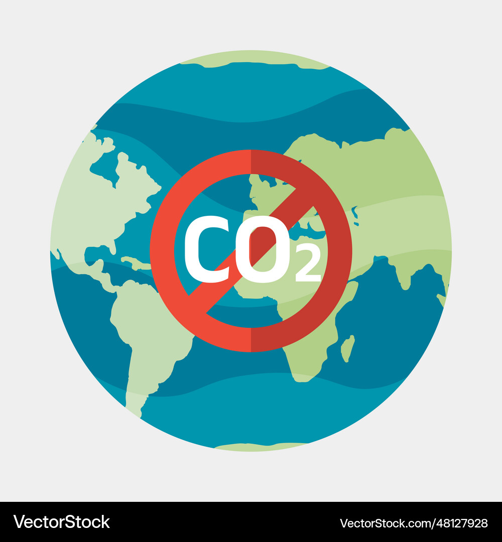 Prohibiting emissions carbon dioxide co2 red sign Vector Image