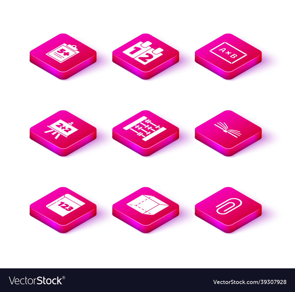 Set Book With Word Mathematics Geometric Figure Vector Image