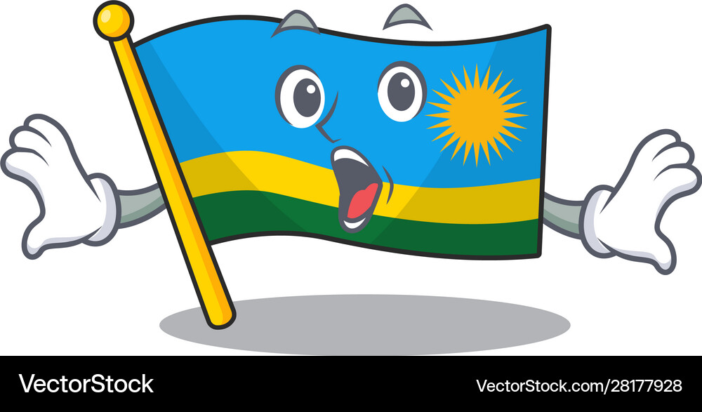 Surprised flag rwanda face gesture on cartoon Vector Image