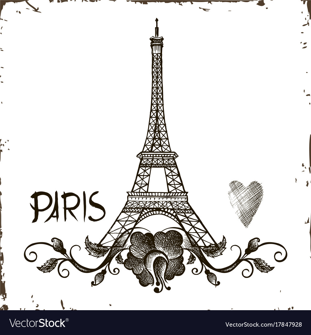 Tower eiffel with paris lettering Royalty Free Vector Image