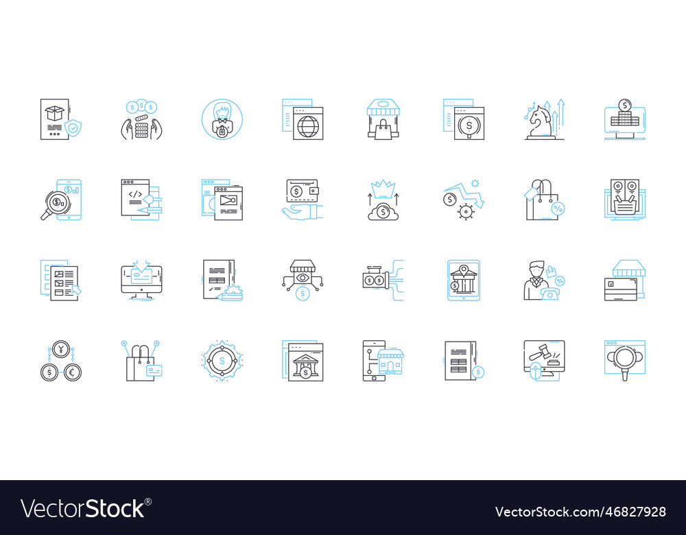 Trade wares linear icons set exchange barter Vector Image Trade wares linear icons set exchange barter Vector Image