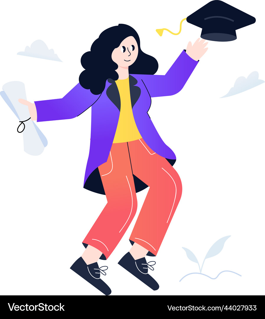 A female graduate flat download Royalty Free Vector Image