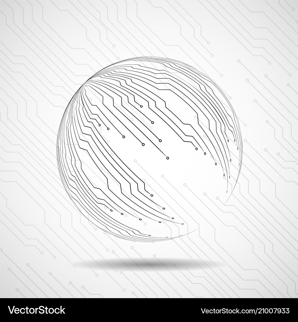 Abstract ball of circuit board Royalty Free Vector Image