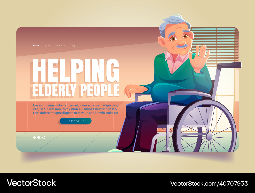 Banner of help elderly people Royalty Free Vector Image