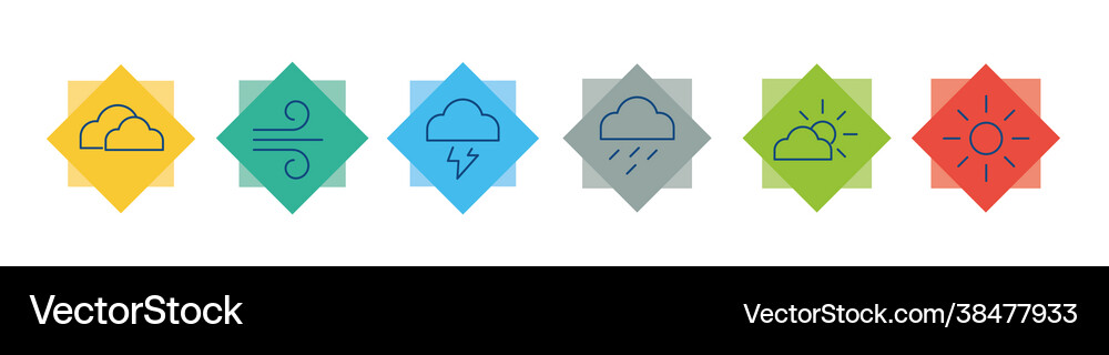 Colourful weather forecast signs on white Vector Image
