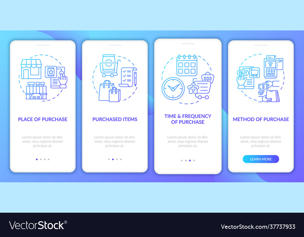 Customer behaviour patterns onboarding mobile app Vector Image