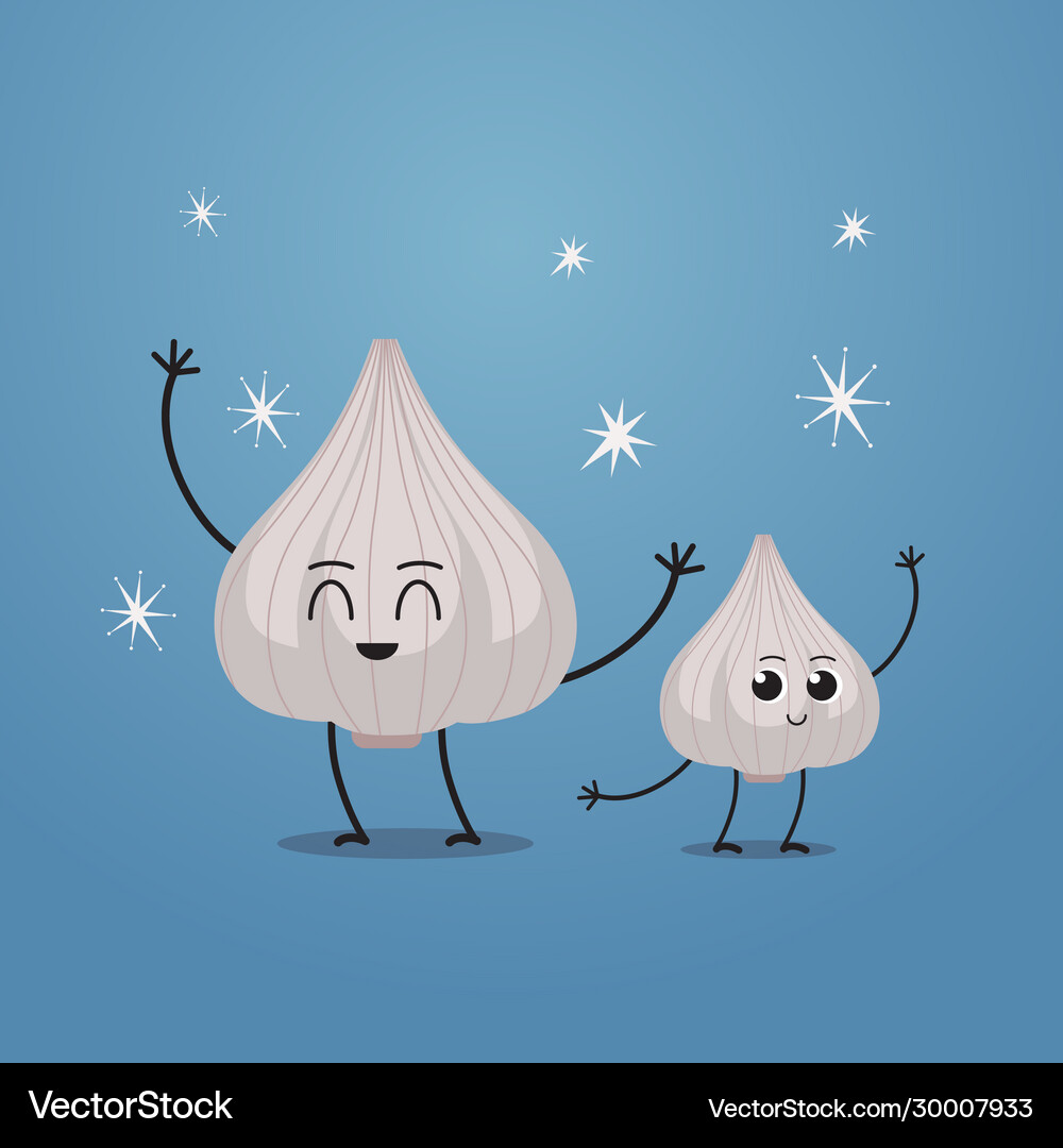 Cute garlic characters cartoon mascot vegetable Vector Image