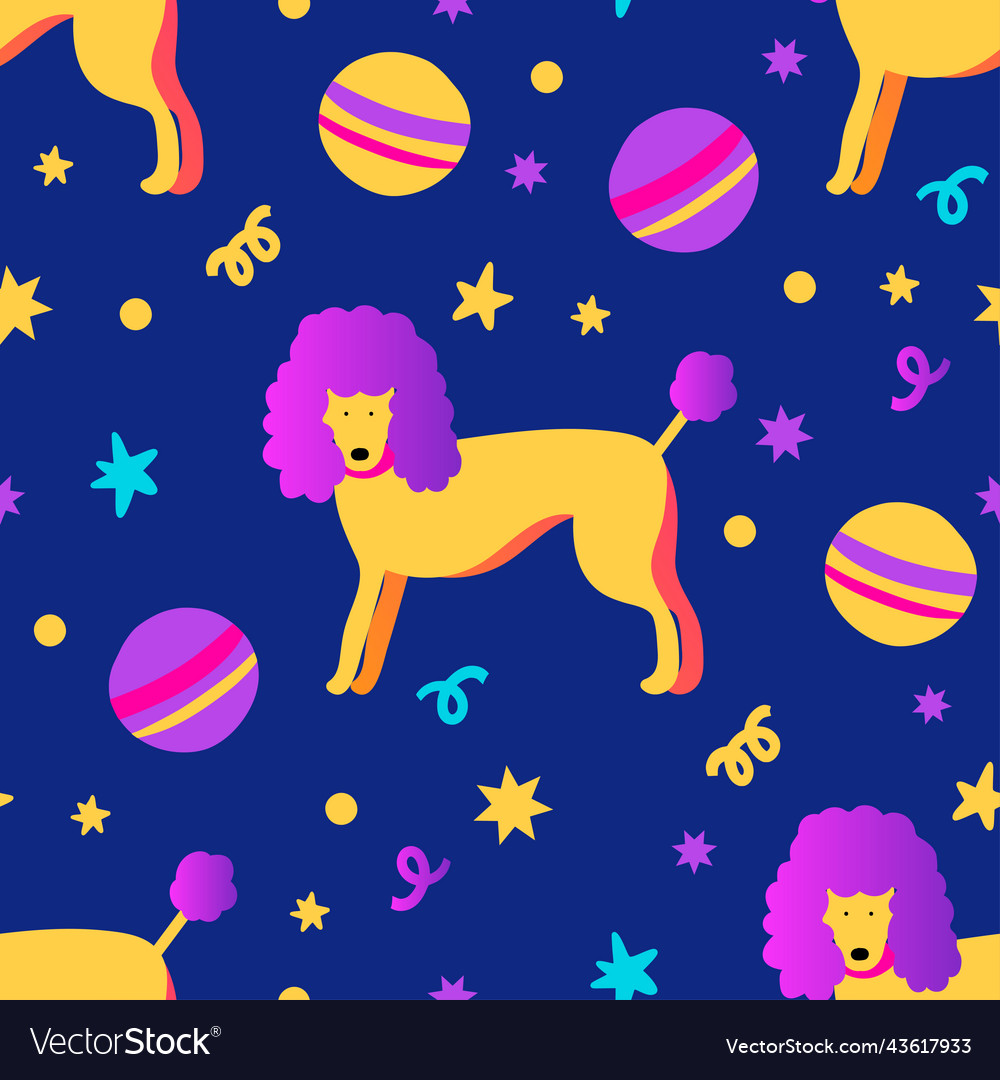 Dog funky seamless pattern background Royalty Free Vector
