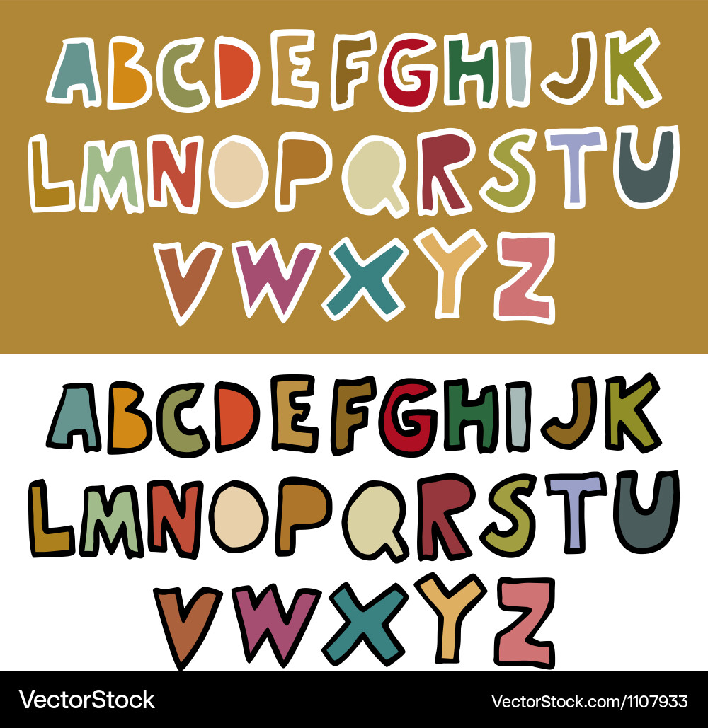 Doodle retro alphabet Royalty Free Vector Image