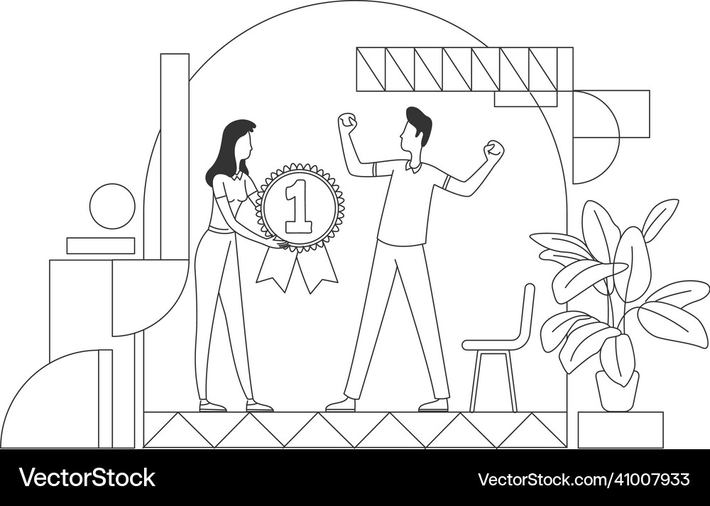 Employee recognition award thin line employer Vector Image