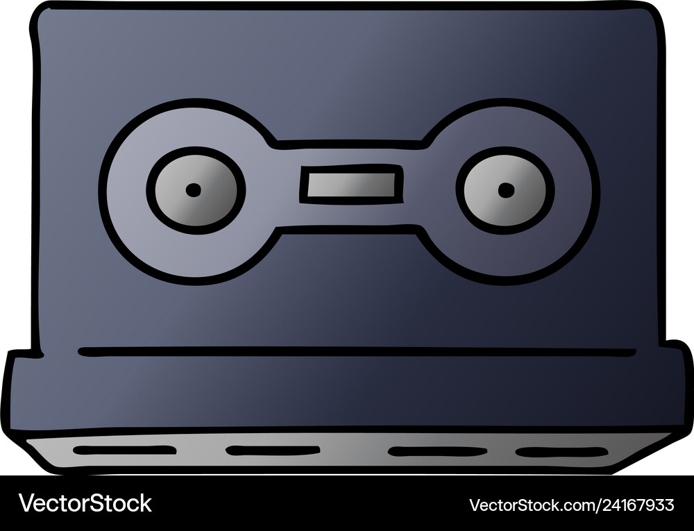 Gradient cartoon doodle of a cassette Royalty Free Vector