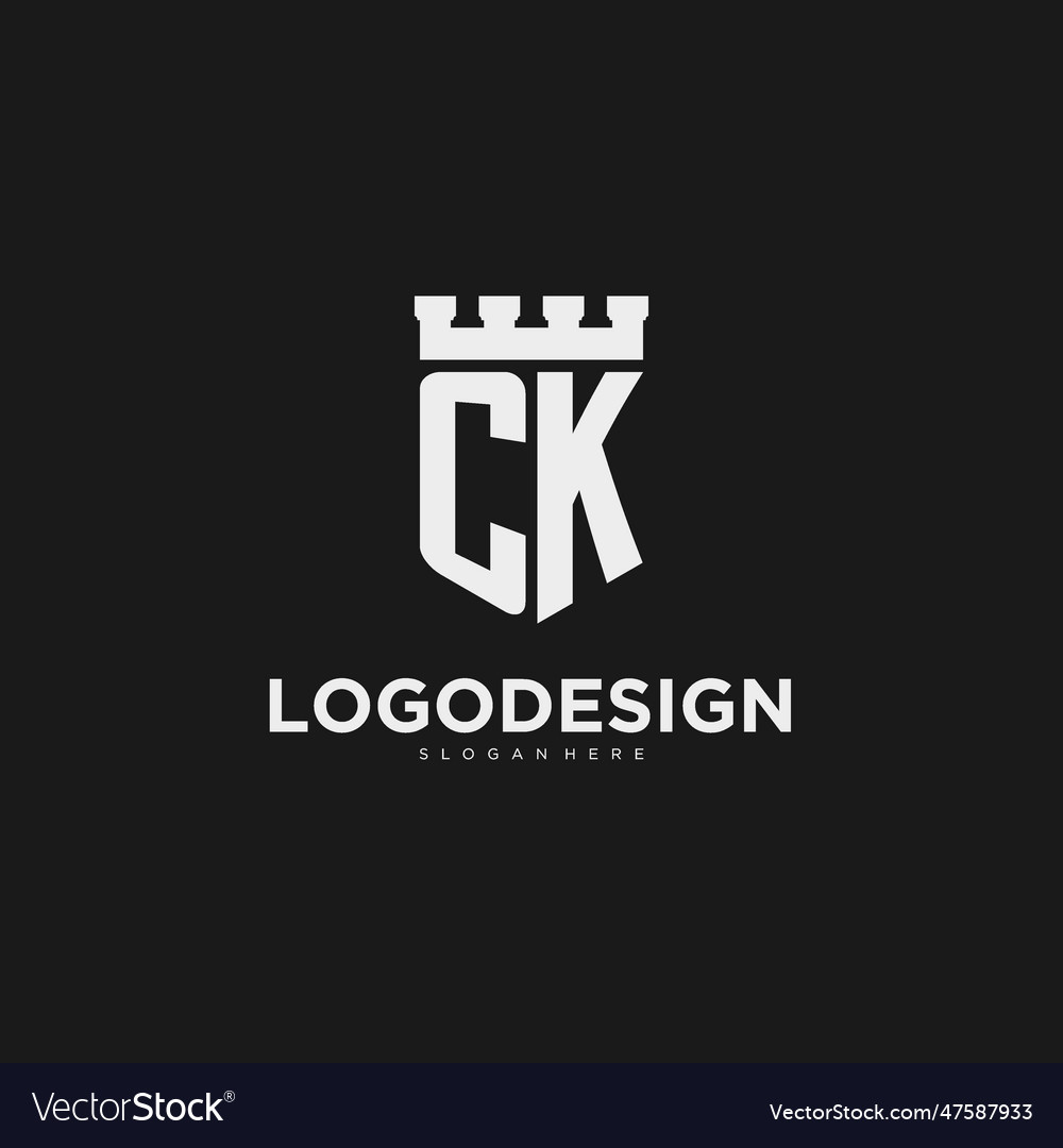 Initials ck logo monogram with shield Royalty Free Vector