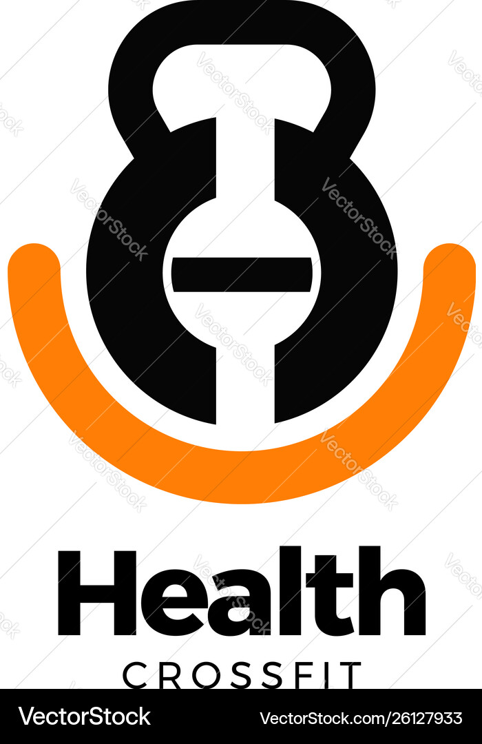 Kettle bell sport logo design symbol Royalty Free Vector