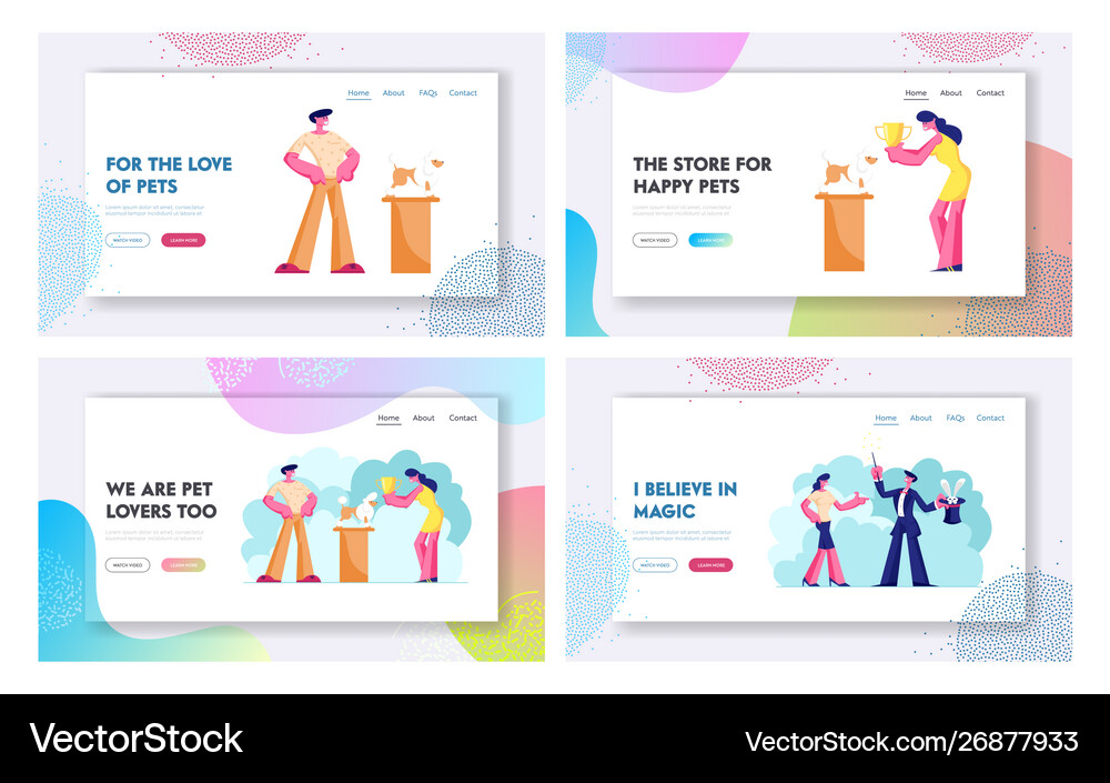 Pet show competition and circus magical trick Vector Image