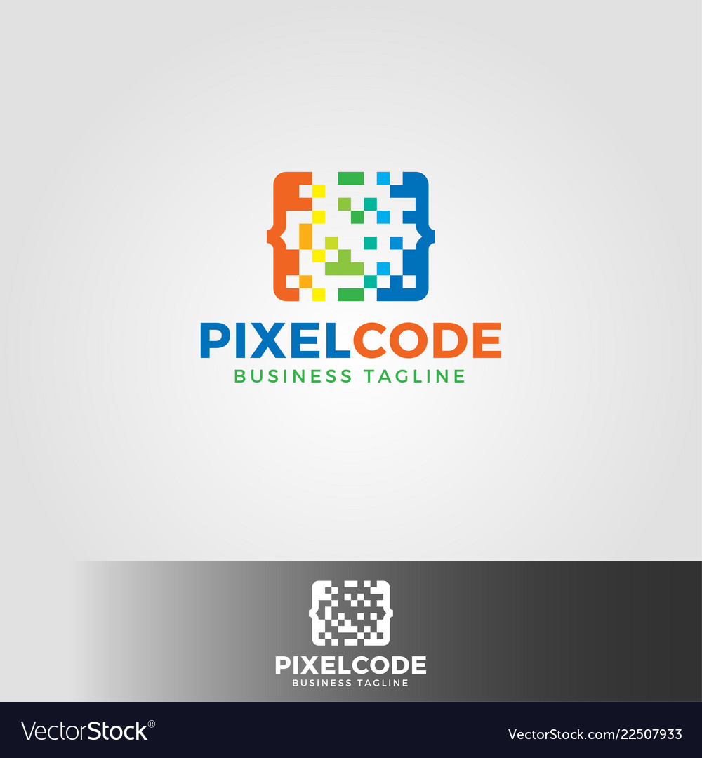 Pixel code logo template Royalty Free Vector Image