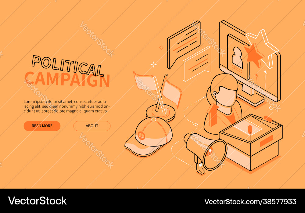 Political campaign - line design style isometric Vector Image