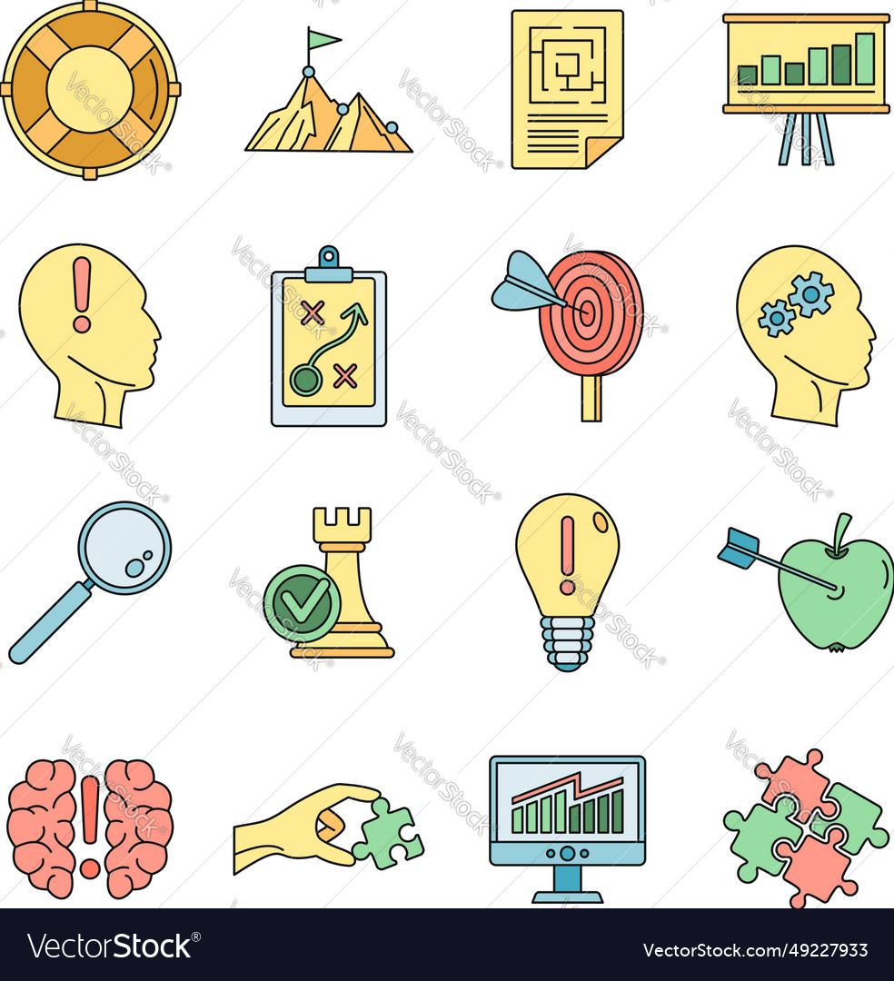 Problem solution icon set color Royalty Free Vector Image Problem solution icon set color Royalty Free Vector Image