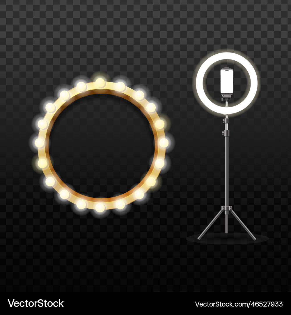 Realistic detailed 3d led ring lamp and circle Vector Image