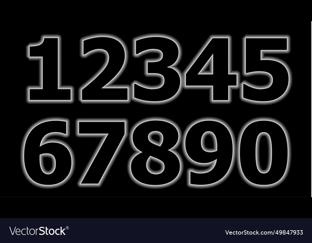 Realistic glowing neon numbers and symbols Vector Image