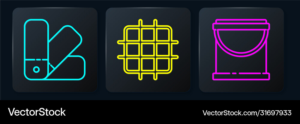 Set line color palette guide paint bucket Vector Image
