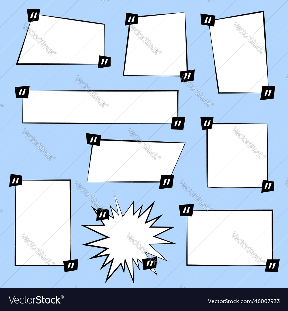 Set of text box frame border with quotation marks Vector Image