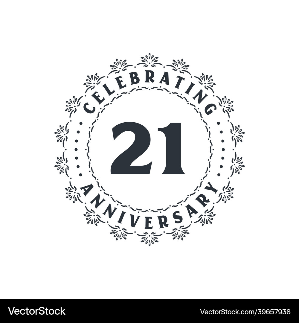 21 anniversary celebration greetings card for Vector Image