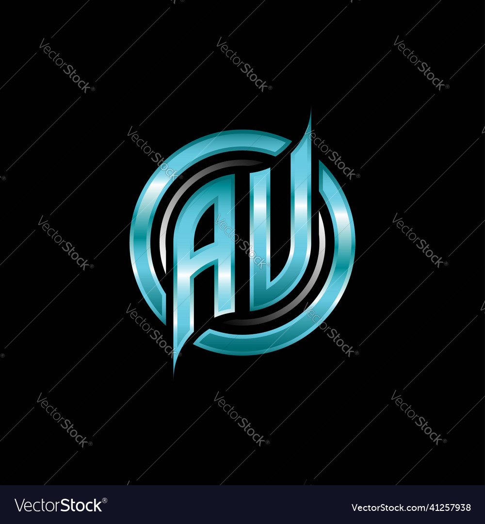 Au initial monogram logo circle rounded Royalty Free Vector
