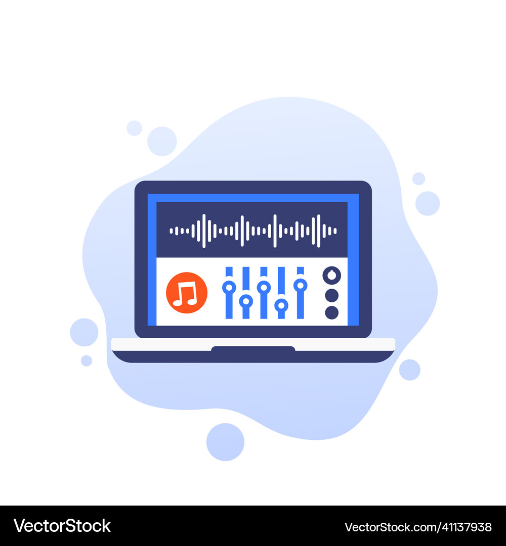 Audio editing and sound production icon Royalty Free Vector