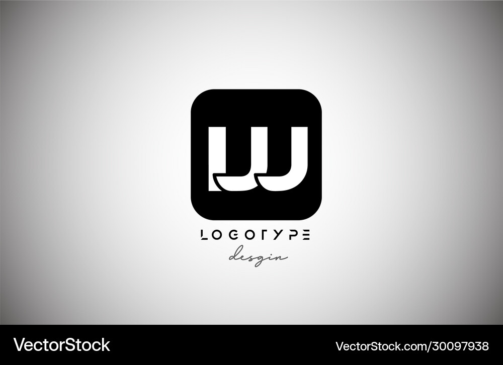 Black white w square letter logo alphabet icon Vector Image