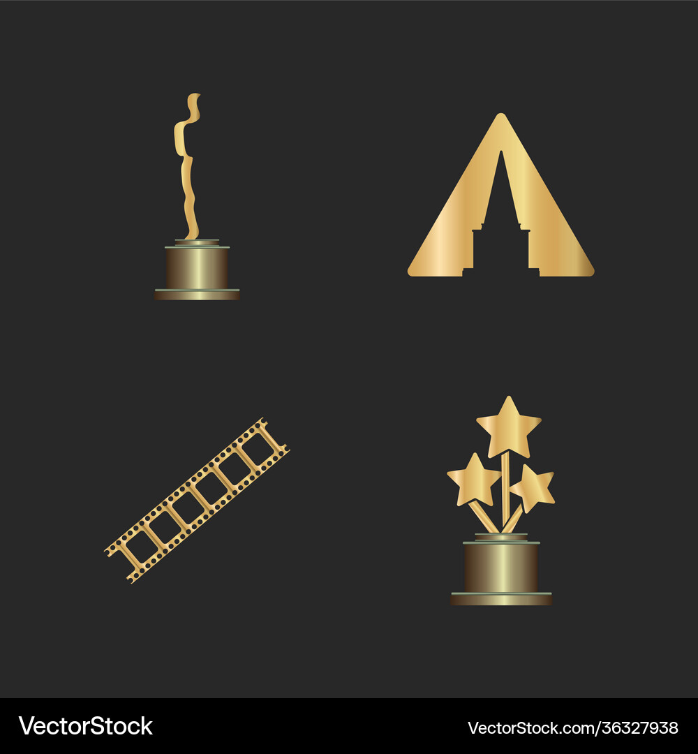 Bundle four golden academy awards set icons Vector Image