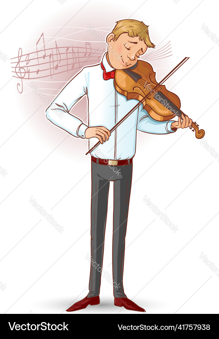 Cartoon musician playing violin Royalty Free Vector Image