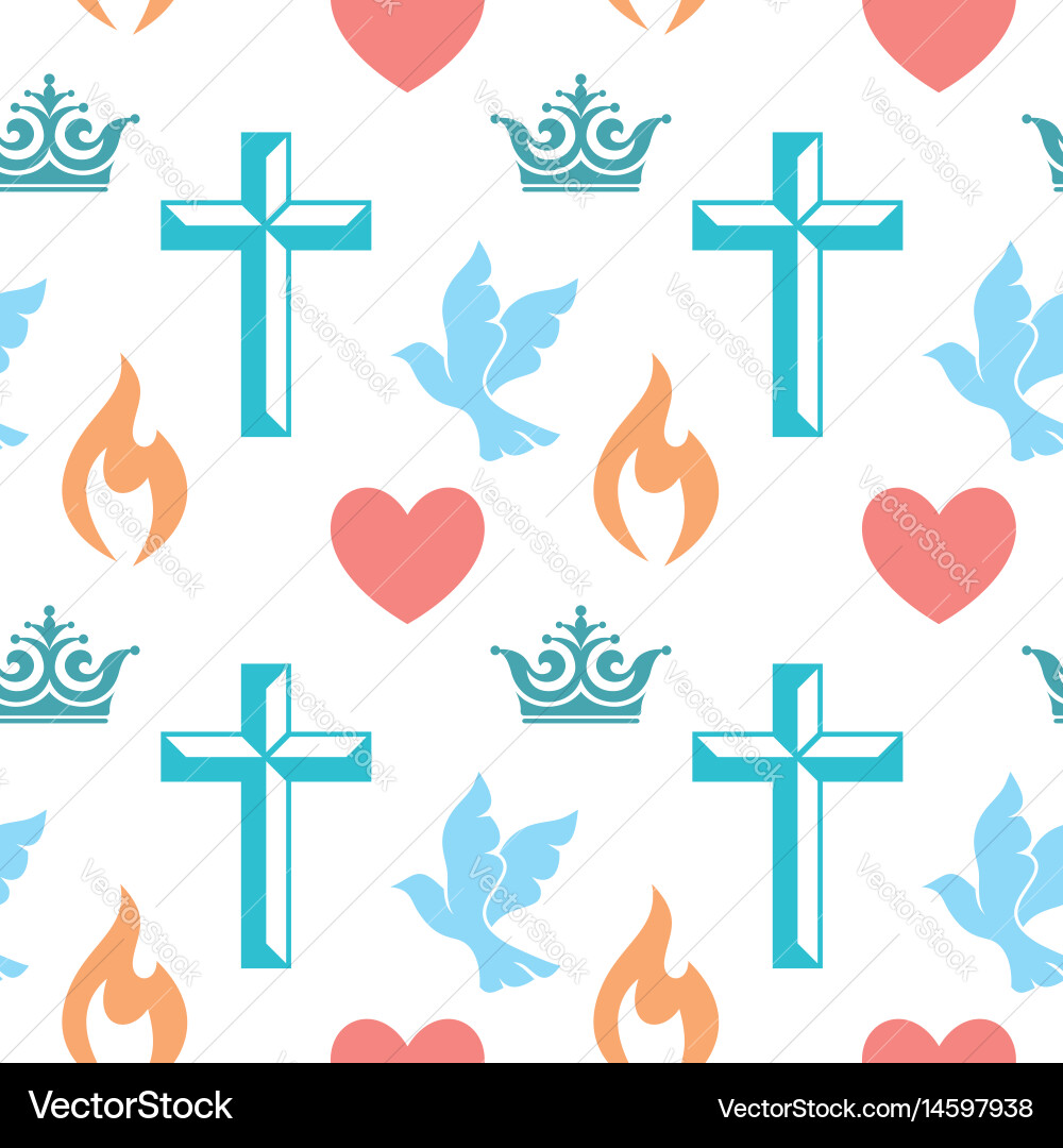 Colorful seamless pattern with christian symbols Vector Image