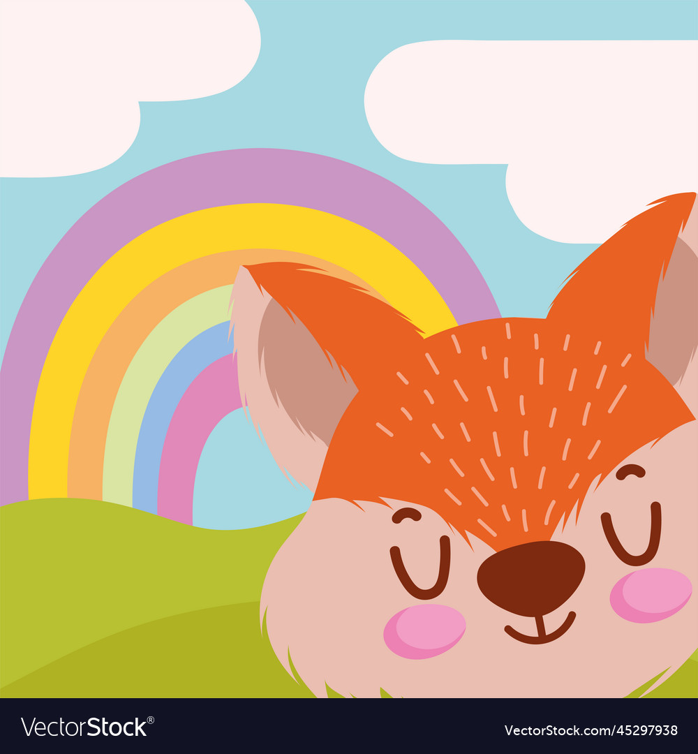 Cute fox and rainbow Royalty Free Vector Image