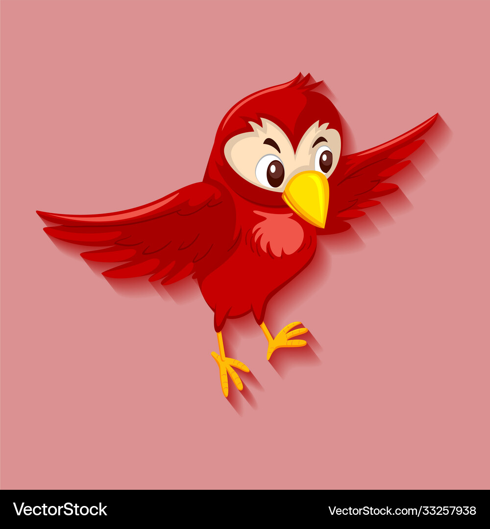 Cute red bird cartoon character Royalty Free Vector Image