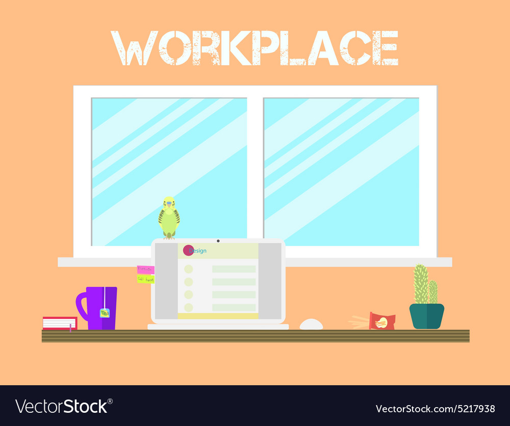 Flat style workspace icons design workplace Vector Image