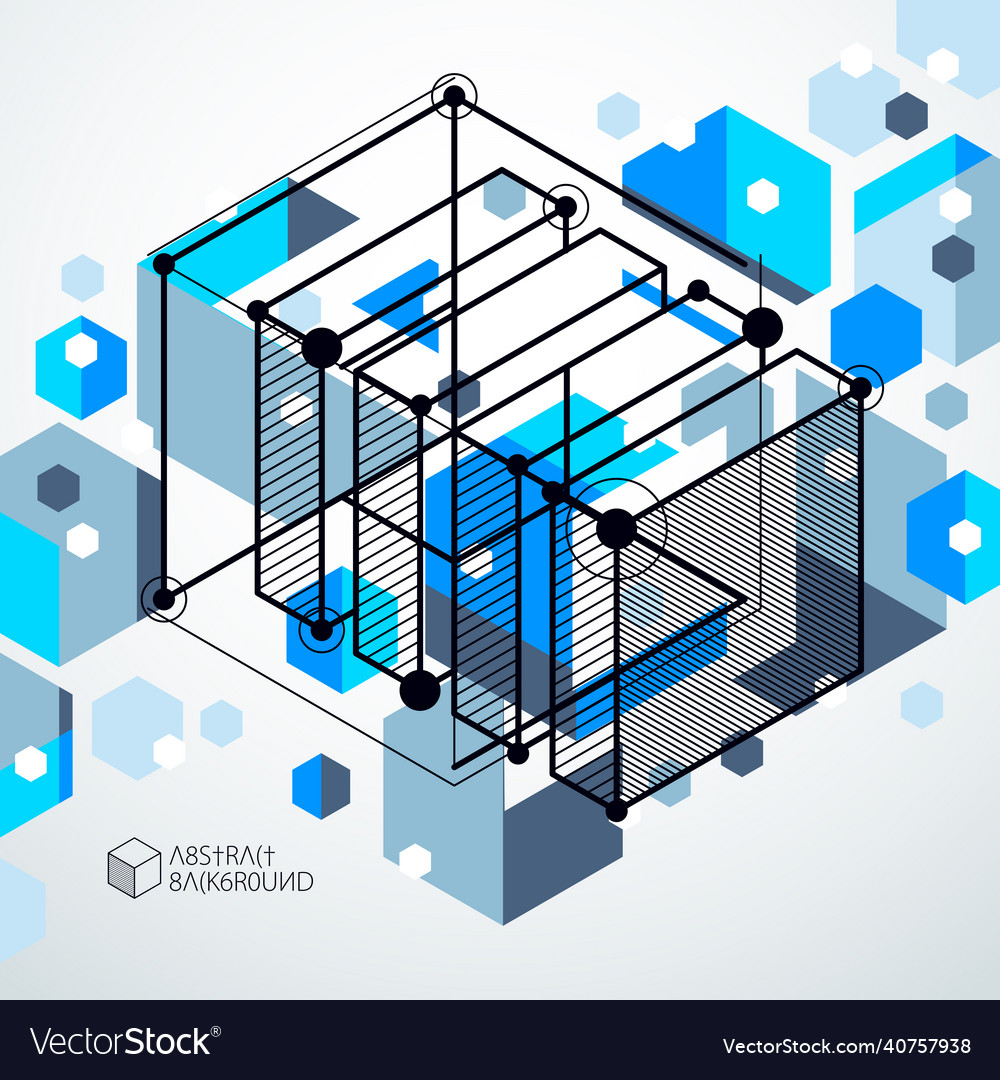 Geometric technology blue drawing 3d technical Vector Image