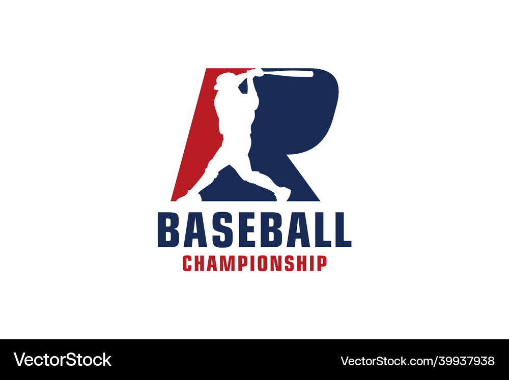 Letter r with baseball logo design design Vector Image