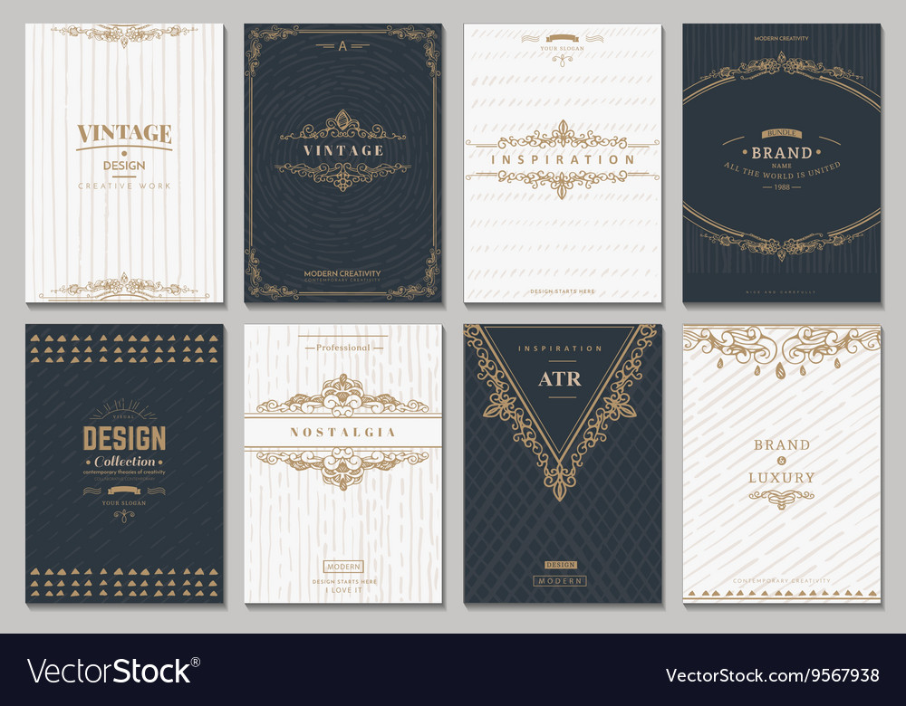 Monogram creative cards Royalty Free Vector Image