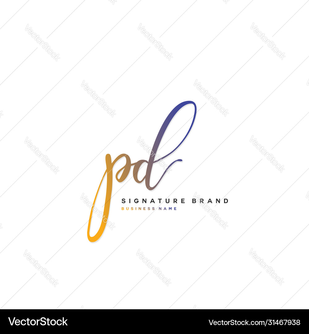 P d pd initial letter handwriting and signature Vector Image