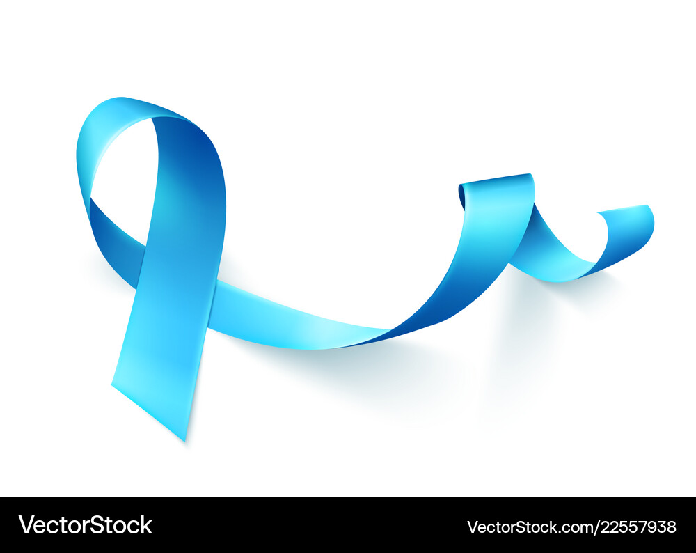 Realistic blue ribbon over white background Vector Image